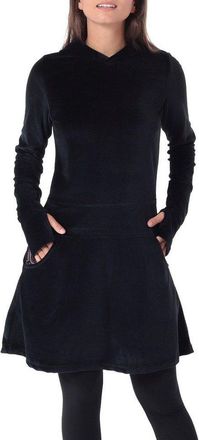 Purewonder Samtkleid Alternatives Kleid aus Samt mit Kapuze Nr. 137 Schwarz S Winterkleid