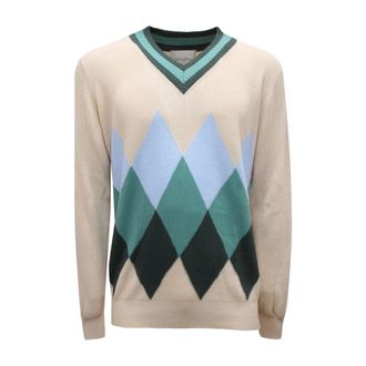 Ballantyne Homme, Pulls, Multicolore, Taille: L Pull col V en coton, Made in Italy