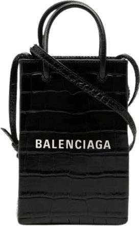 Balenciaga Sac bandouli&egrave;re pr&eacute;-poss&eacute;d&eacute; effet croco - Femme - Pre-owned - Noir - Taille: ONE Size