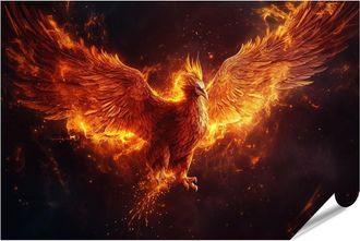 Islandburner XXL Bild Poster Phönix Brennendes Feuer Vögel Mythische Kreaturen Premium Bilder Fotodruck JCDF-PGR