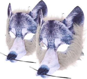 BESPORTBLE 2 St&uuml;ck Realistische Wolfsmasken Furry Tier Halbgesicht Maskerade Halloween Karneval Kost&uuml;m Party Zubeh&ouml;r f&uuml;r Cosplay und Verkleidung