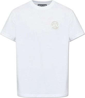 Versace Jeans Couture Homme, Tops, Blanc, Taille: L T-Shirt avec Logo Patch