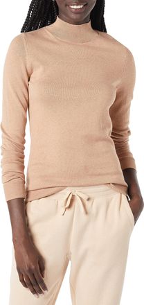 Amazon Essentials Damen Leichter Pullover mit Stehkragen (in Übergröße erhältlich), Taupe Meliert, XXL
