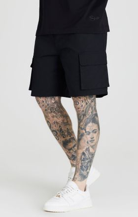 Siksilk Herren Schwarze Ripstop Cargo Shorts XL