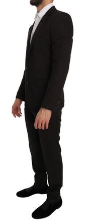 Dolce & Gabbana Mens Brown Wool Crystal Bee Slim Fit Martini Viscose Clothing
