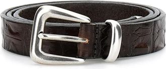 Alberto Luti G&uuml;rtel in Kroko-Optik - Braun