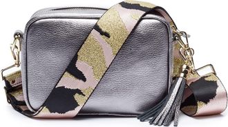 Elie Beaumont Ledertasche Echtleder in Zinn-Grau mit abnehmbaren Lederriemen und zus&auml;tlichem Tragegurt zum Umh&auml;ngen, 20 x 15 x 7 cm, S
