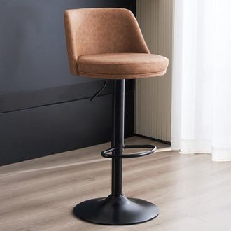 Generic Moderner, h&ouml;henverstellbarer Drehhocker aus PU-Leder, armlos, f&uuml;r K&uuml;cheninsel und Esszimmer, komfortable R&uuml;ckenlehne, schwarzes Design