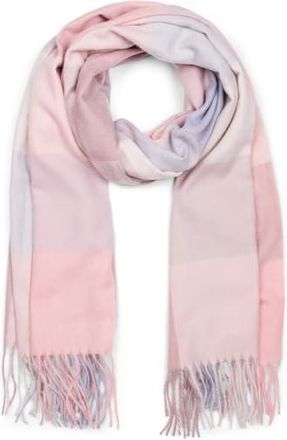 styleBREAKER Écharpe unisexe à carreaux doux avec de longues franges, à carreaux, hiver, étole 01017110, couleur:Rose-fleurs-blanc