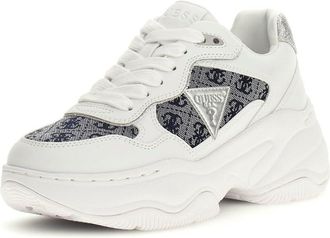 Guess Sportschuhe mit Plattform, Weiß und Blau, Silber-Glitzer-Detail, Weiß/Blau, 37 EU