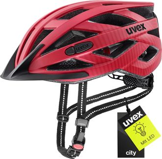 Uvex City i-vo - Leichter Fahrradhelm für Damen und Herren - individuelle Größenanpassung - LED-Licht - Ruby red matt - 52-57 cm