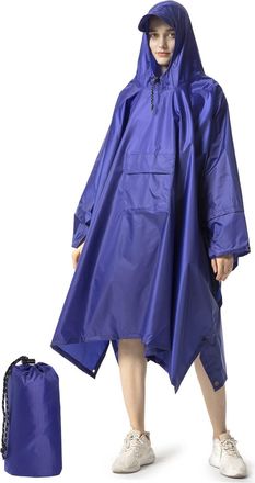 Nuur Regenponcho Herren Damen Unisex Regencape Regenmantel Regenjacke Wasserdicht Hiking Cycling Outdoor 3in1 Mehrzweck Wiederverwendbar Rain Poncho mit Ka