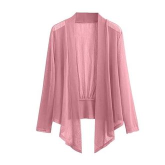 Generic Cardigan l&eacute;ger et ample &agrave; manches longues pour femme - Jupe en tricot de soie glac&eacute;e - Col en V - Cardigan d&eacute;t&eacute; pour femme, rose, 7XL
