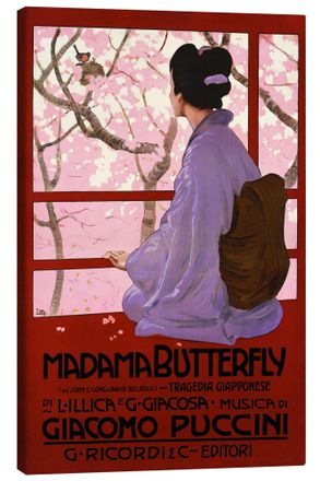 Posterlounge Madama Butterfly, 1904 Leinwandbild von Leopoldo Metlicovitz 40 x 60 cm Rot Wandbilder Wanddeko