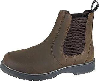Grafters M186 Bottines Chelsea &agrave; soufflet en cuir avec semelle en PVC/nitrile pour homme, Cuir cir&eacute; Crazyhorse marron, 48 EU