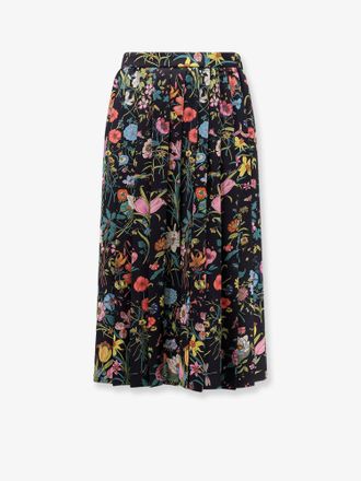 Gucci Silk midi skirt with floral print - GUCCI - gender_Woman
