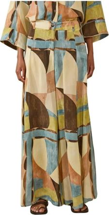 Souvenir Femme, Pantalons, Multicolore, Taille: 36 FR Pantalon Large en Viscose Imprim&eacute;e