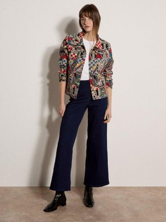 Apricot Kurzjacke Bunte Tapisserie-Jacke Gemustert