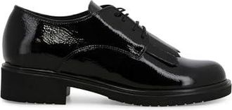 Melluso Mocassins &agrave; Lacets en Cuir Verni Noir pour Femme r35503z 38.5