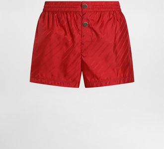 Dolce & Gabbana Kurze Badeboxershorts Aus Jacquard Mit Logo - Mann Beachwear Rot 3