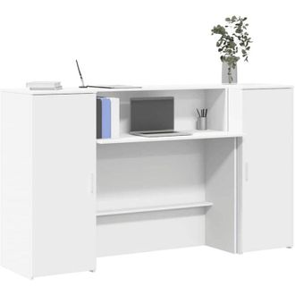 vidaXL Vidaxl - Bureau de réception blanc 180x50x103,5 cm bois dingénierie