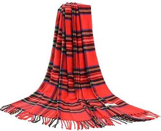 SIGNARE aux femmes Echarpe Tartan Ch&acirc;le - Rouge