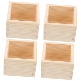 Cabilock 4 St&uuml;ck Japanische Sake Holzbecher Quadratisch Robust Tragbar f&uuml;r Sushi und Familienfeiern