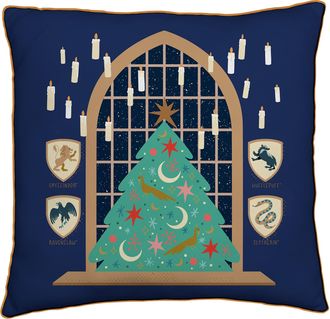 Harry Potter Weihnachtskissen, quadratisch, Joyeux-Design, offizielles Lizenzprodukt, wendbar, 2-seitiges Design