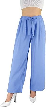 JOPHY & CO. Pantalon femme élégant à taille haute avec noeud décoré (code 6303), bleu, M