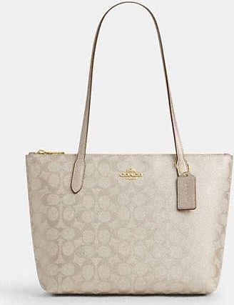 Coach Fiona Tote aus Signature-Canvas mit Rei&szlig;verschluss