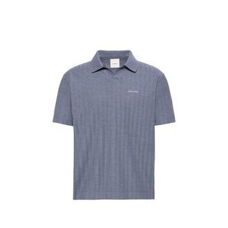 Calvin Klein Polo ray&eacute; &agrave; manches courtes en coton m&eacute;lang&eacute;