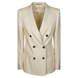 Tagliatore Femme, Vestes, Beige, Taille: 38 FR Giacca Chambray Lino