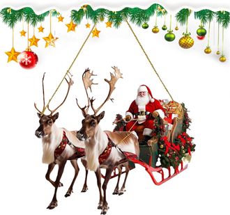 Generic Weihnachts-Rentier-Schlitten, Weihnachtsmann, Kunsthandwerk, 2D-Acryl-Weihnachtsmann-Rentier-Schlitten-Ornament - Feiertags-Weihnachtsmann-Rentier-Sch