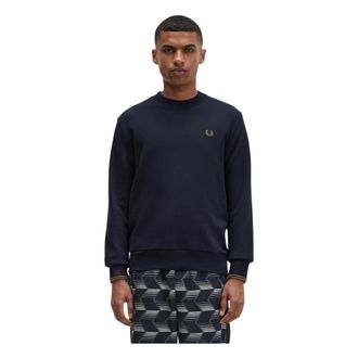 Fred Perry Homme, Sweatshirts et sweats à capuche, Bleu, Taille: 2XL SweaT-shirt ras du cou en mélange de coton