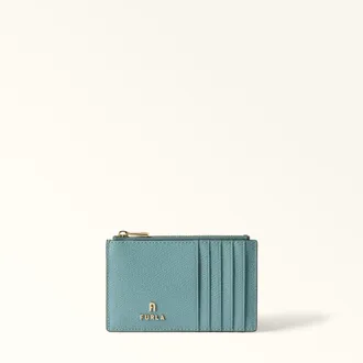 Furla Camelia Kartenetui M Cloud Blue Blau Strukturiertes Leder Damen