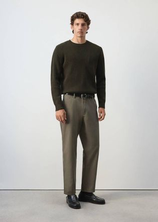 Mango Pantalon coupe relaxed 100% coton marron moyen - Homme - 38 - MANGO MAN