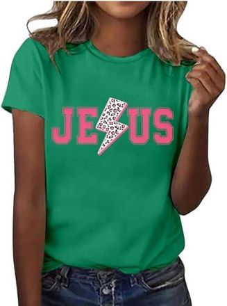 Generic T-shirt d&eacute;contract&eacute; &agrave; manches courtes et col rond imprim&eacute; coeur pour femme 2026 (3), Vert, 3XL