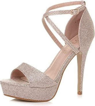 Ajvani Femmes talons hauts ouvert lanières croisées sandales plateforme pointure 5 38