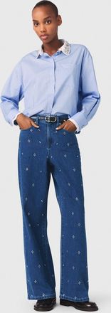 Maje Weite Jeans Mit Strasssteinen - Blau - Maje