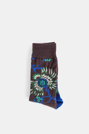 sacai Womens Chaussettes Floral Socks Marron Brown