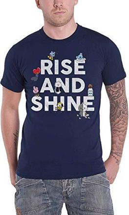 BT21 BTS BT21 T-Shirt Imprim&eacute; Officiel Rise & Shine (Bleu Marin) S