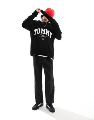 Tommy Jeans Pull décontracté avec nouveau logo style universitaire - Noir