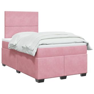 vidaXL Vidaxl - Giroletto A Molle Con Materasso Rosa 120x190 Cm In Velluto