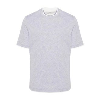 Brunello Cucinelli Homme, Tops, Gris, Taille: XL Girocollo M/C T-Shirt