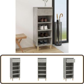 vidaXL Vidaxl - Schuhschrank Betongrau 40x36x105 cm Holzwerkstoff - Schuhschrank - Schuhregal - Garderobe - Einbauschrank - Wohnraumorganisation
