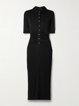 Carolina Herrera Midikleid Aus Stretch-jersey Mit Zierkn&ouml;pfen Und Raffungen - Schwarz