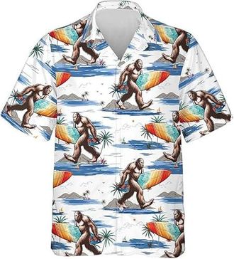 Keephen Gorille Hawaiian Chemise Femmes Hommes Gorille Animal Impression 3D Hawaii Chemise &Eacute;t&eacute; Plage Vacances Manches Courtes Boutonn&eacute;e Chemise