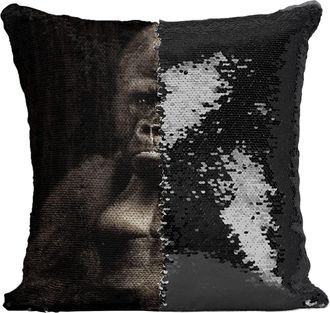 Fabulous Kissen mit Paillettenbezug Schwarz Gorilla-Portrait Stil Klasse Tierfoto AFFE