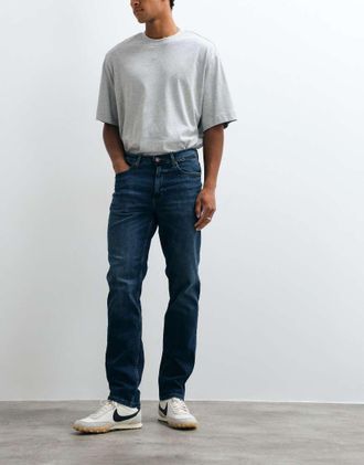 Lee jean tapered coupe regular bleu fonc&eacute;-Marron