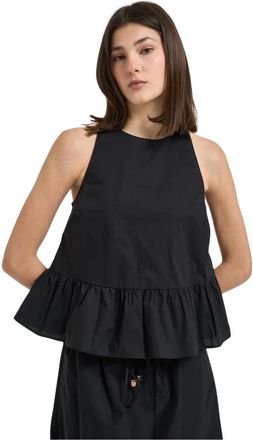 Liu Jo Femme, Blouses et Chemises, Noir, Taille: 42 FR Haut en coton avec